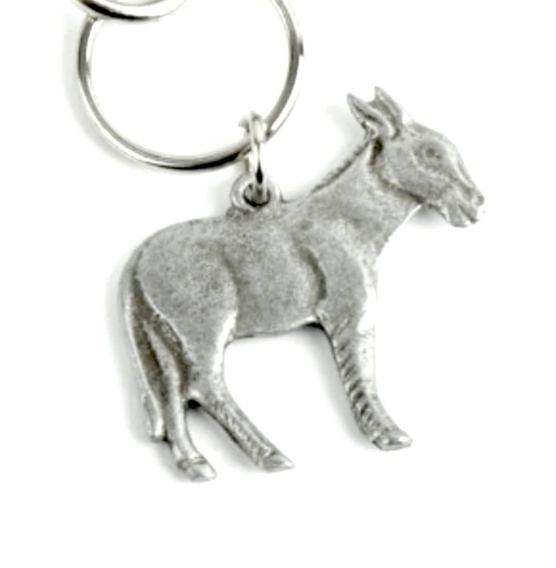 Donkey Keychain Key Fob, Antique Silver, Made in USA, Each - Etsy