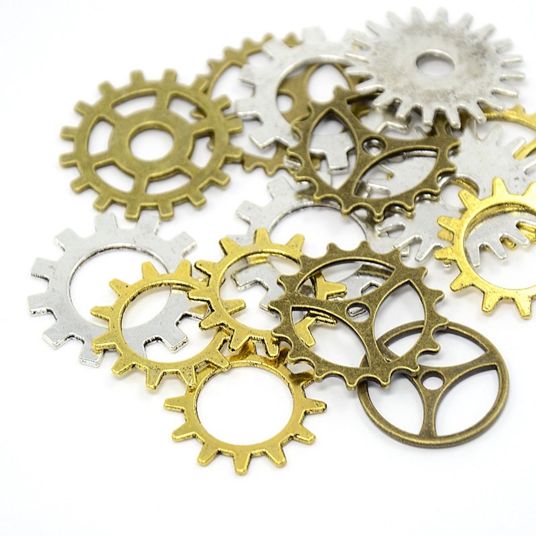 Steampunk Watch Parts Cogwheel Charm Assortment, Antique Gold & Silver ...