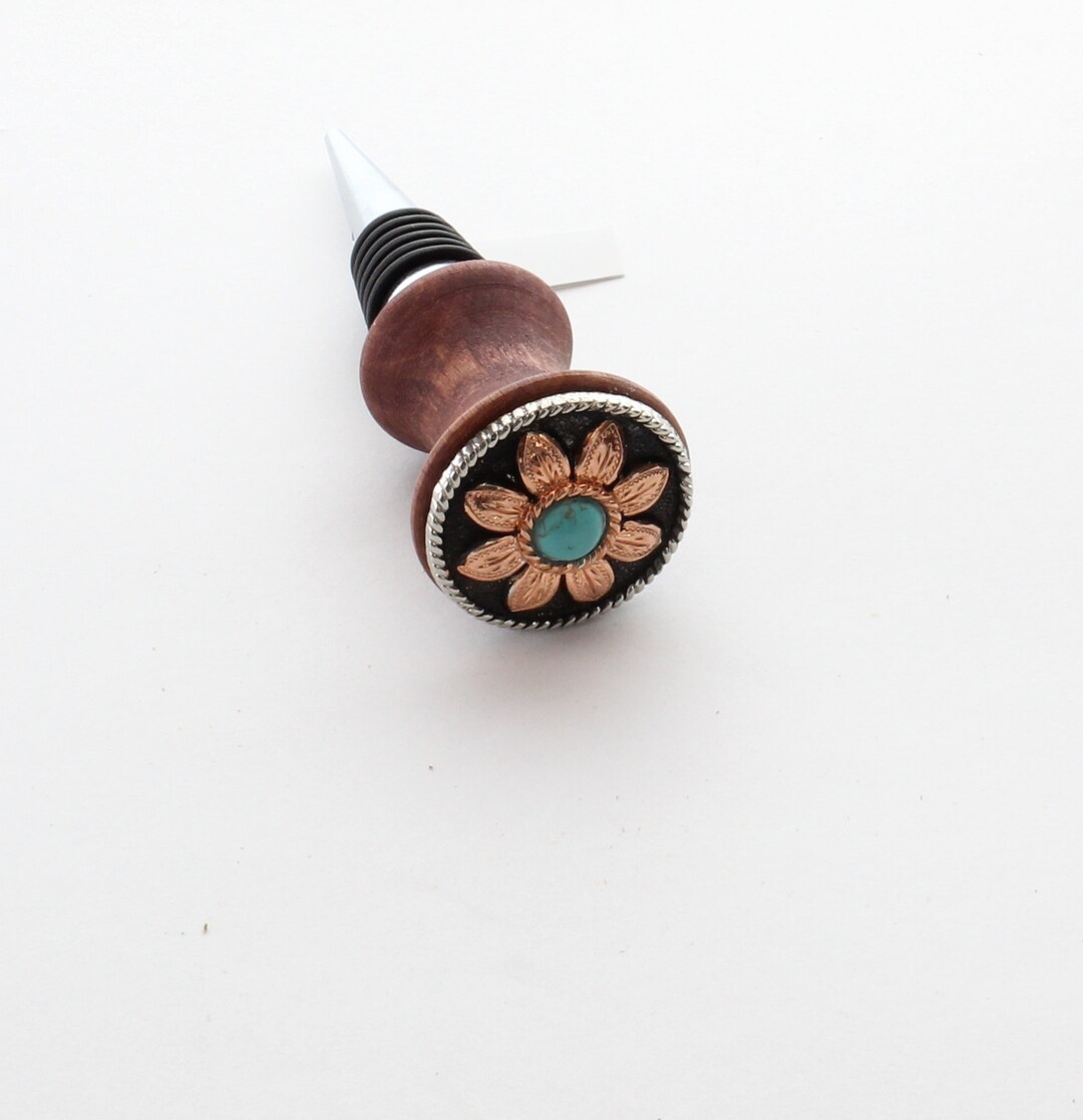 Wine Stopper, Wood, Concho Style , Daisy Concho - Etsy