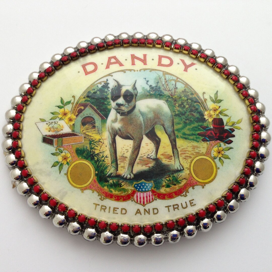Vintage Cigar Box Art "dandy the Dog" Buckle and Leather Belt Set - Etsy