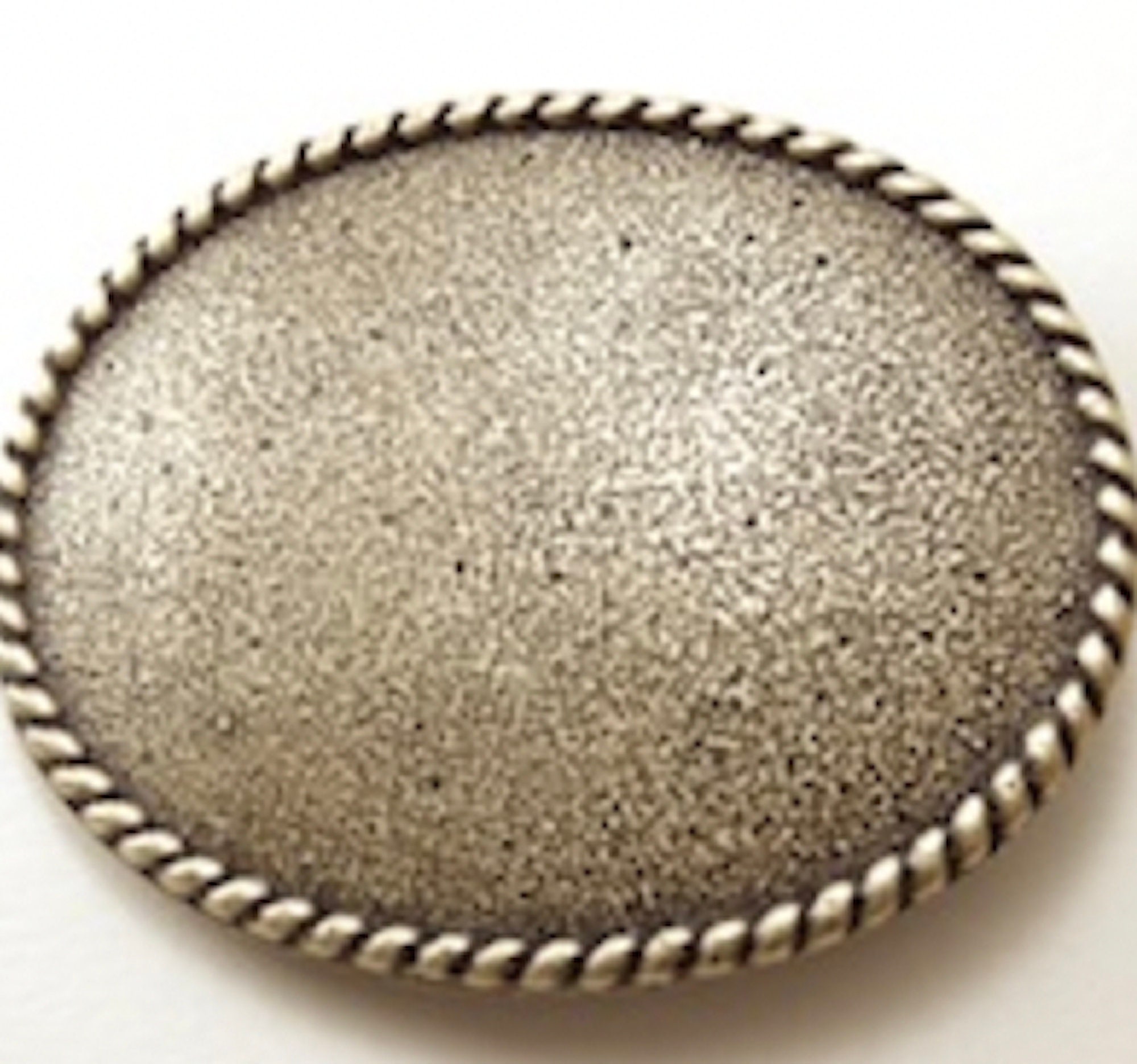 3.5" Belt Buckle Base, Oval Textured With Rope Edge and D Ring, Antique ...