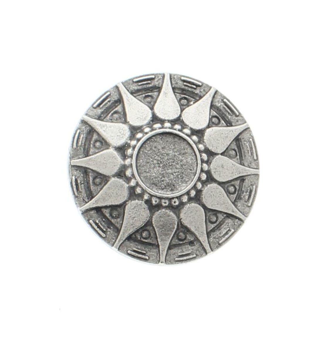 Sunburst Stone Setting 11mm X 36mm Round, Metal Cast, Antique Silver ...