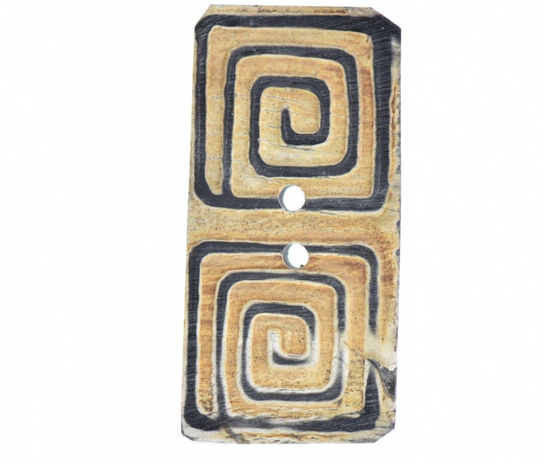 Greek Fret Natural Bone Button, Vintage, Brown and Ivory, 2-hole ...