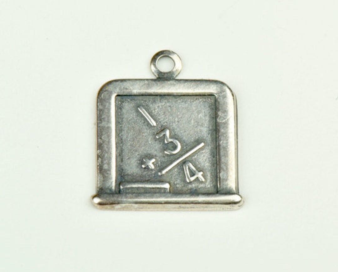 Vintage Chalkboard Math Charm, 9mm X 9mm, Metal Ring, Antique Silver ...