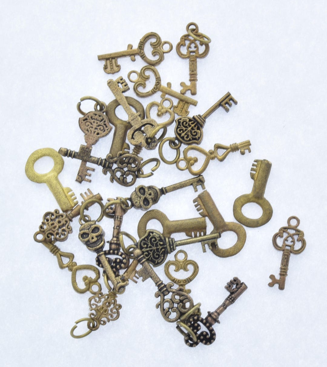 Mini Key Charm Set .75" Long, Assorted, Solid Brass - Etsy