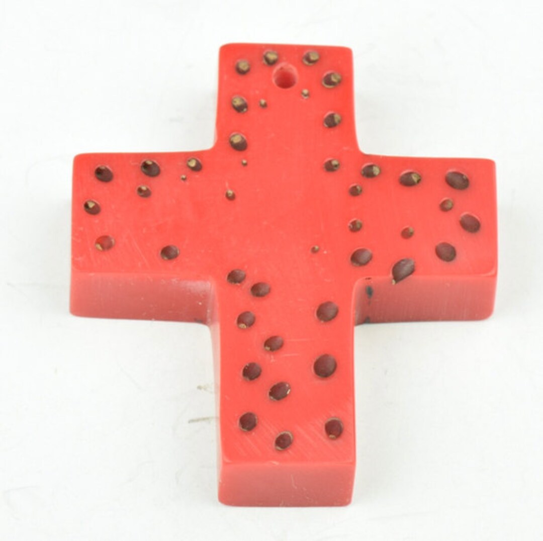 Bakelite Cross Pendant Ornament, 53mm, Yellow, White or Red, Each - Etsy