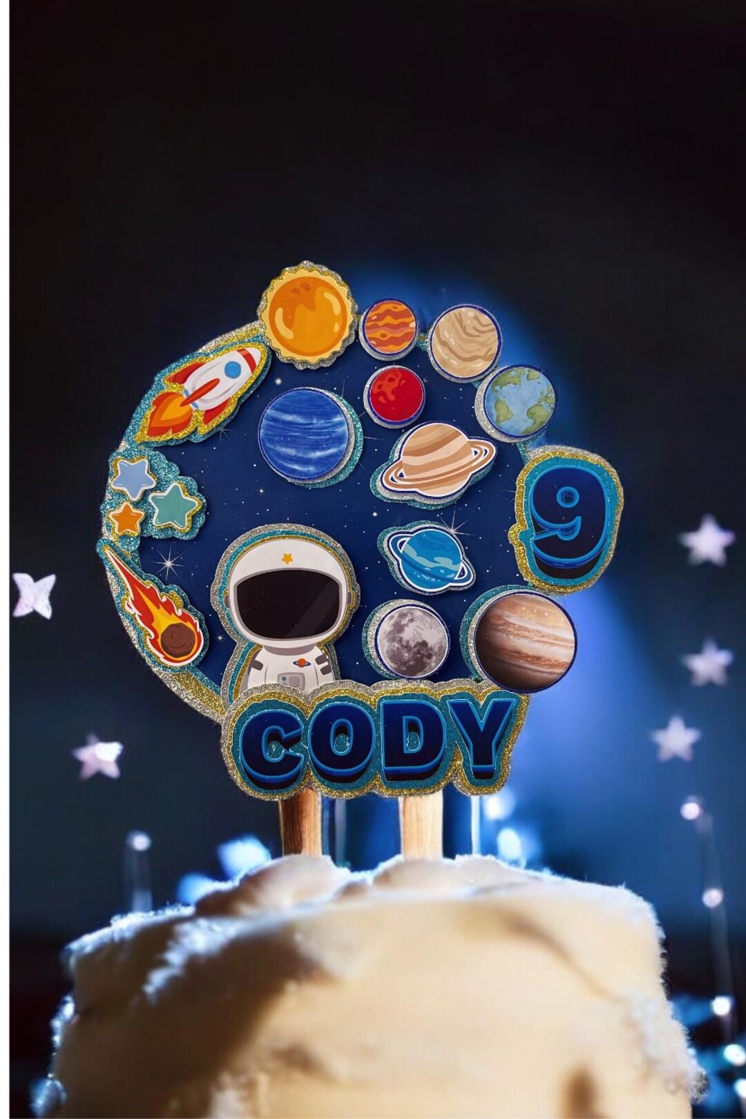 Custom Space Themed Cake Topper - Etsy