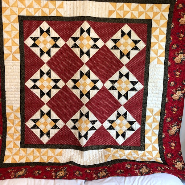 Red and Yellow Quilt - Etsy