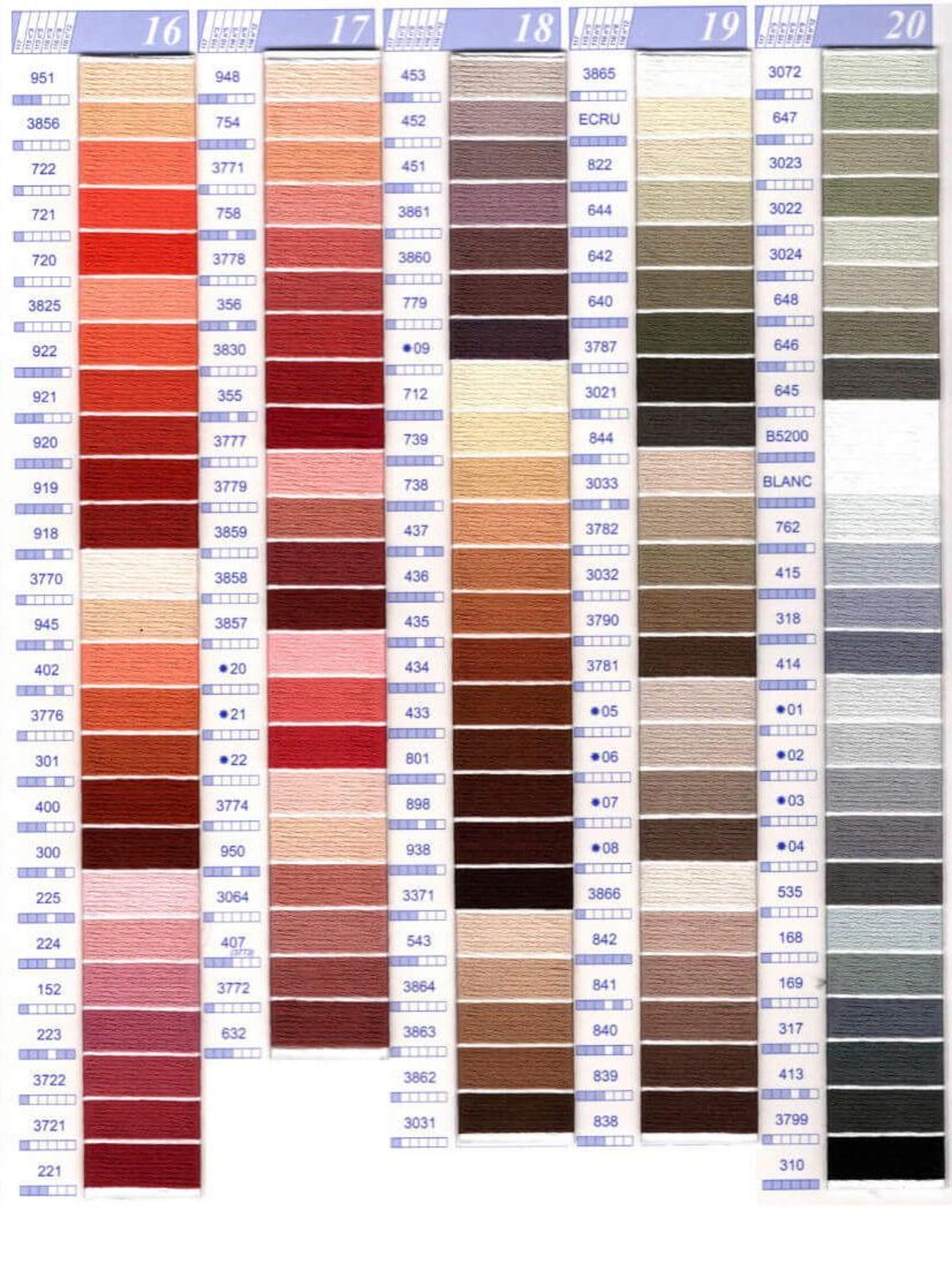 Genuine DMC Floss 500 Colors Complete Set, Mouline Embroidery Thread ...