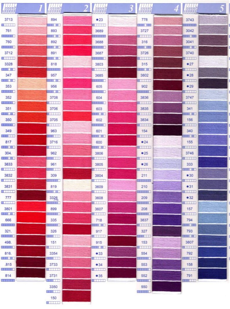 Genuine DMC Floss 500 Colors Complete Set, Mouline Embroidery Thread ...