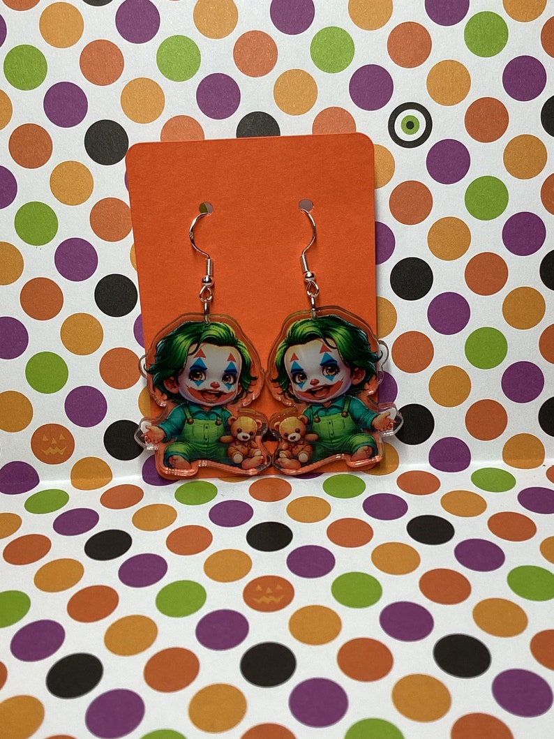 Kawaii Chibi Acrylic Horror Jester Character Dangle Earrings - Etsy