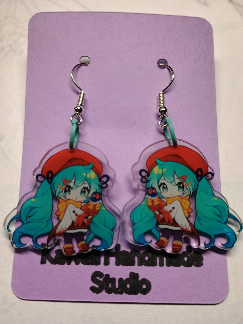 Vocaloid, Chibi Style Hatsune Miku, Acrylic Dangle Earrings - Etsy