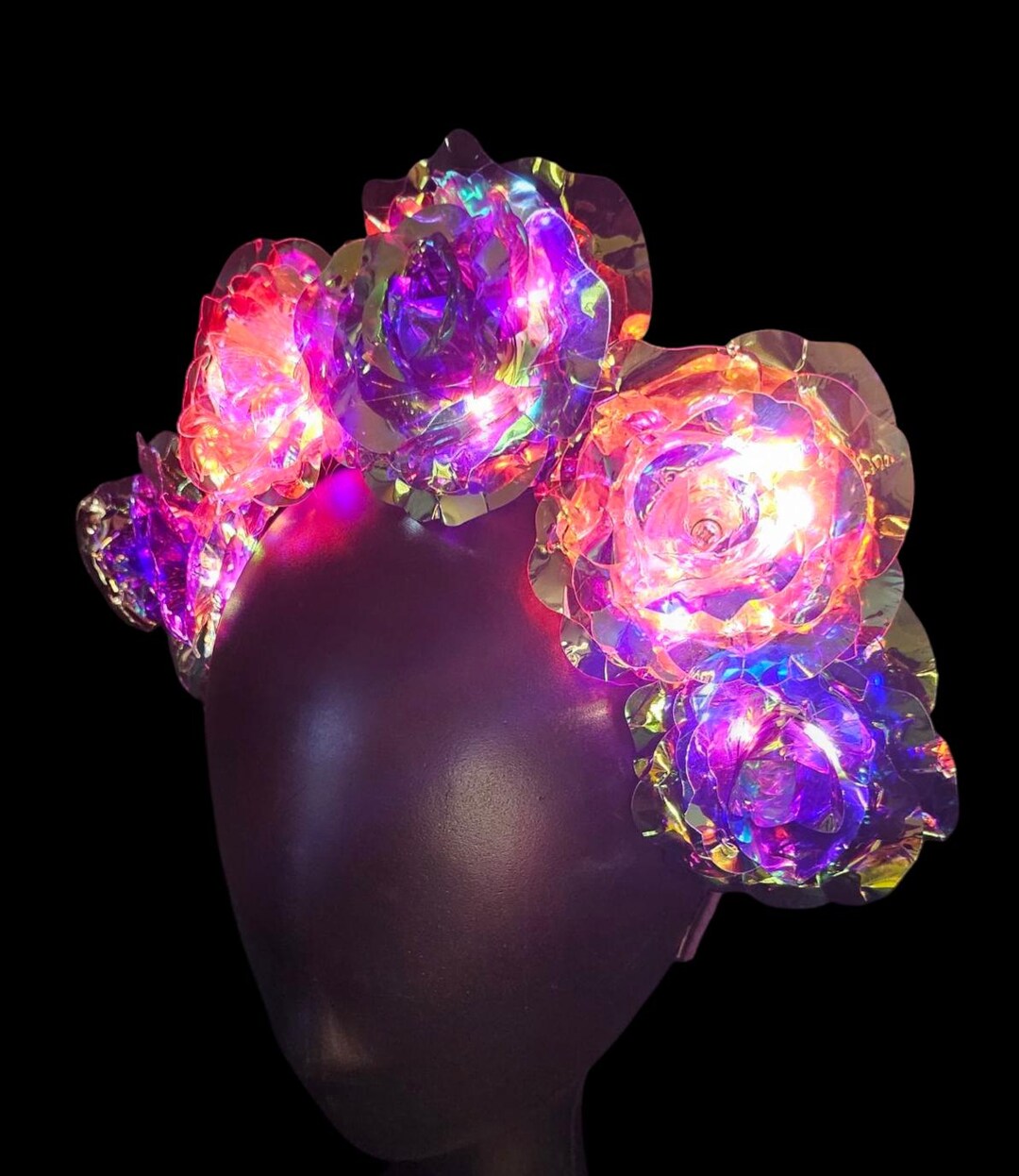 PINK & PURPLE Iridescent LED Flower Crown Light up Festival Rave ...