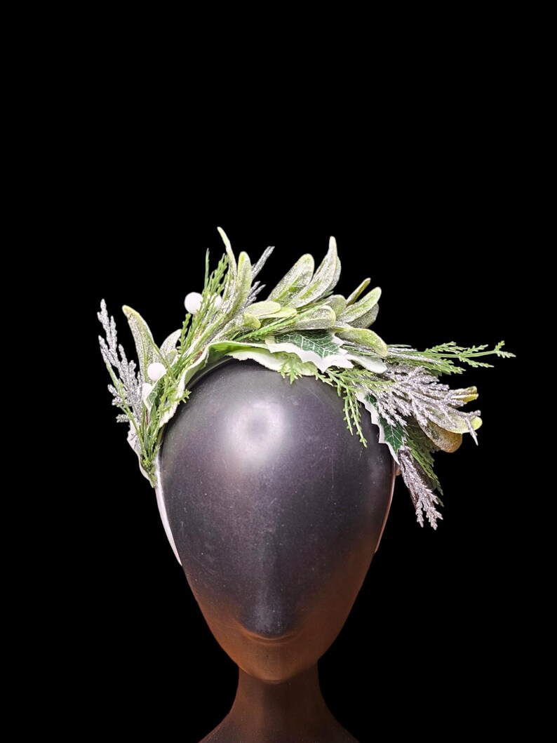 Handmade Frosted Greenery, Mistletoe, and White Berry Flower Crown ...
