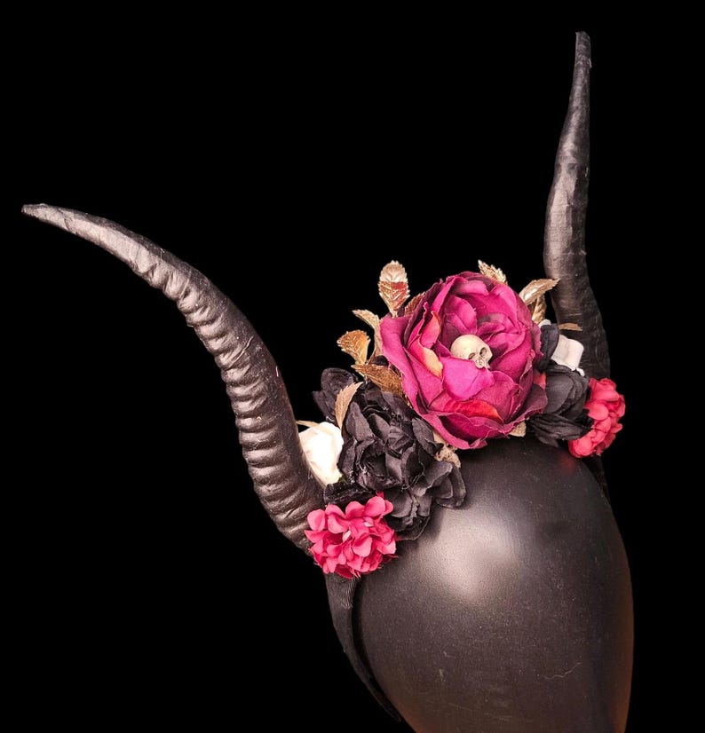Gothic Maleficent-inspired Horned Flower Crown Dark Arts Princess of ...