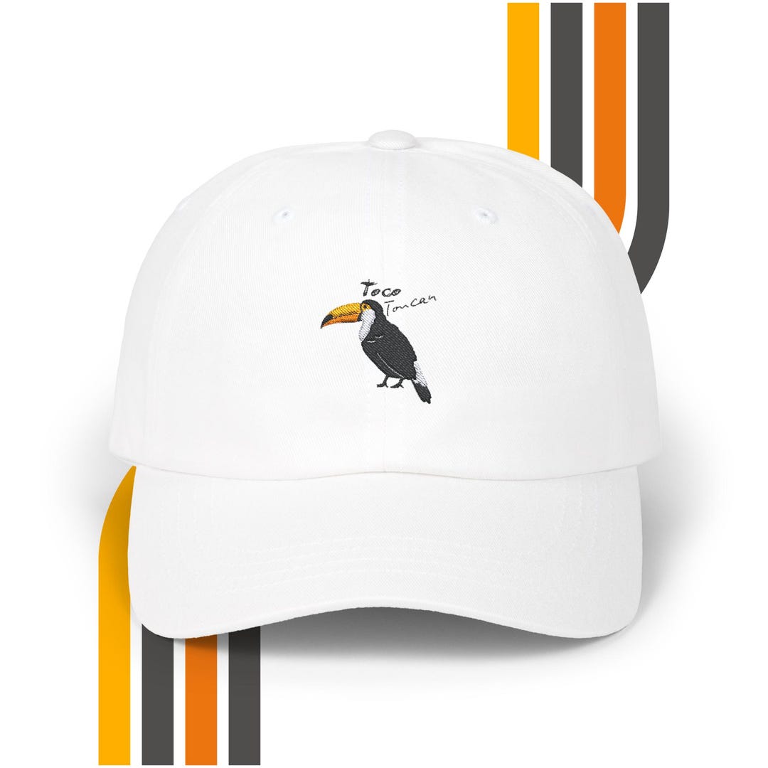 White Toucan Hat, Orange Beak & White Chest Minimalist Dad Cap for Bird ...