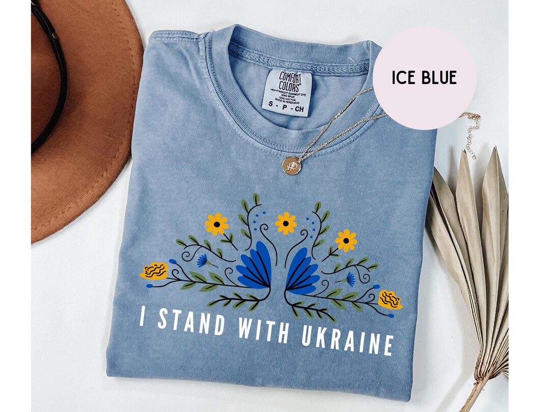 Comfort Colors® I Stand With Ukraine Shirt, Floral Ukraine Shirt ...