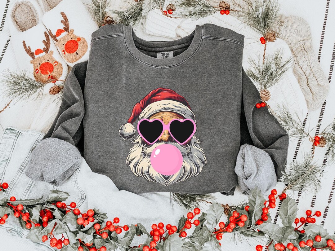 Comfort Colors Santa Bubble Gum Sweatshirt, Christmas Bubble Gum ...