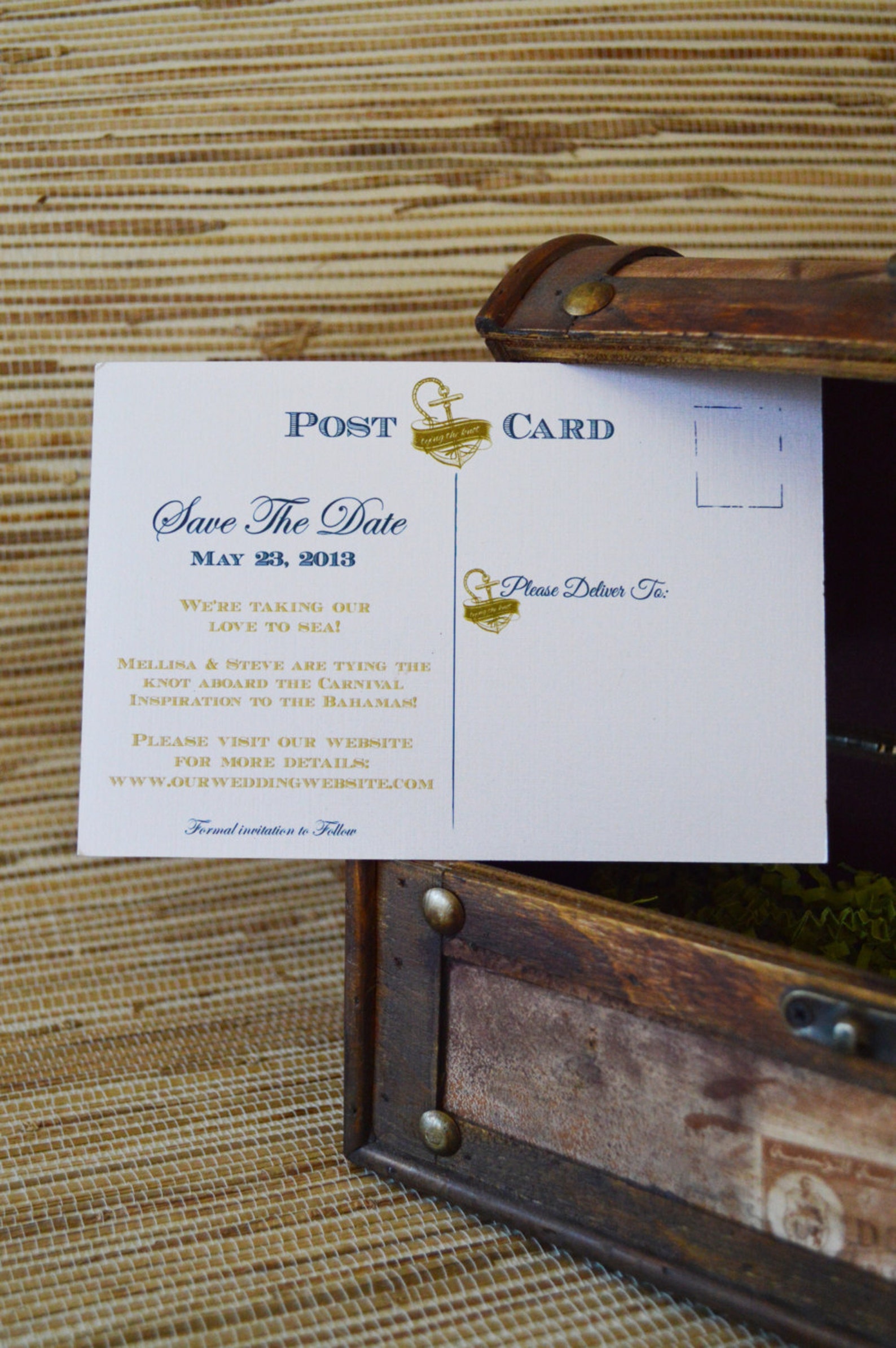 Postcard Save the Date Cruise Ship Design. Nautical Postcard Save the ...