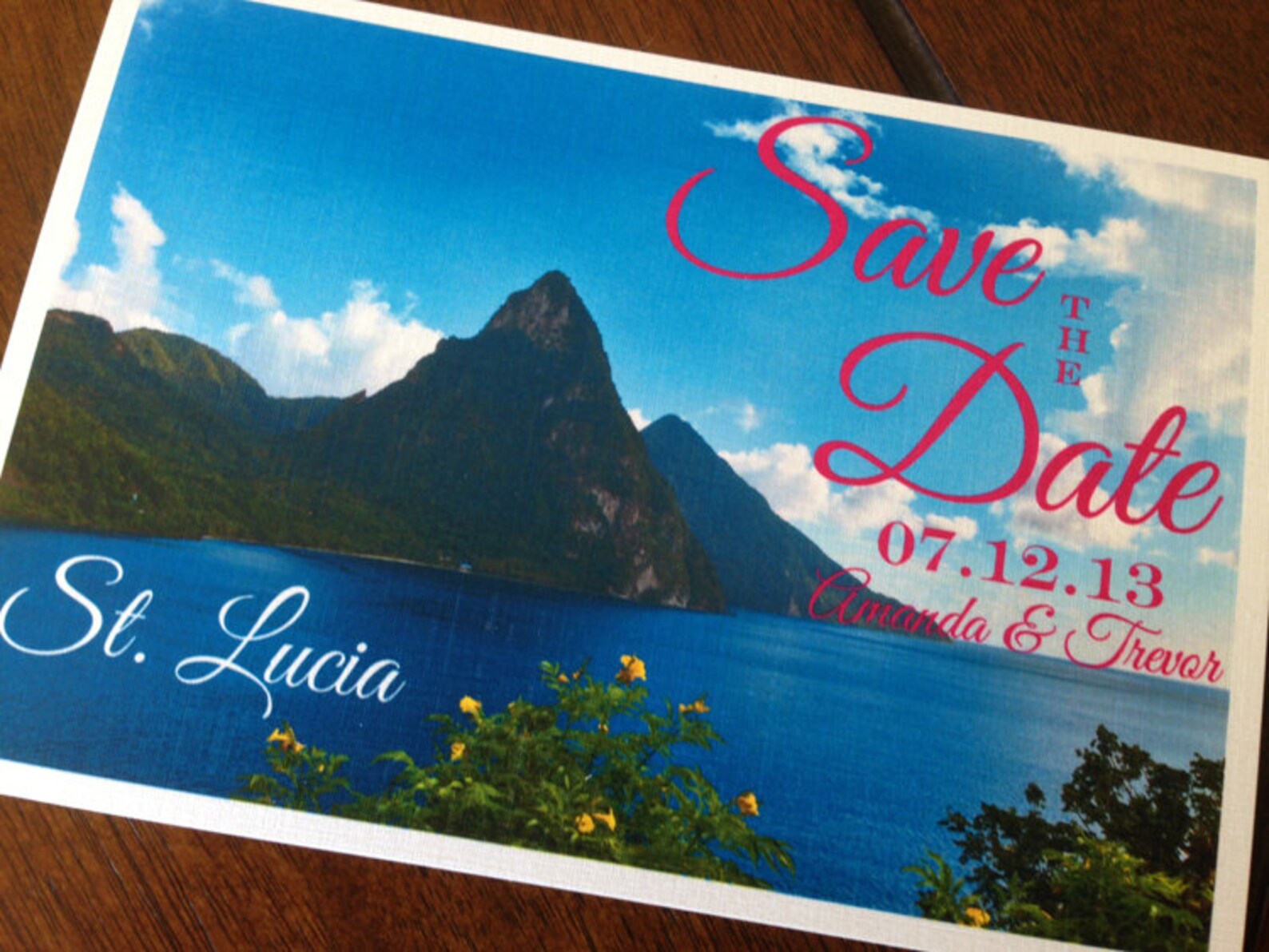 Postcard Save the Date: St. Lucia Design | Etsy