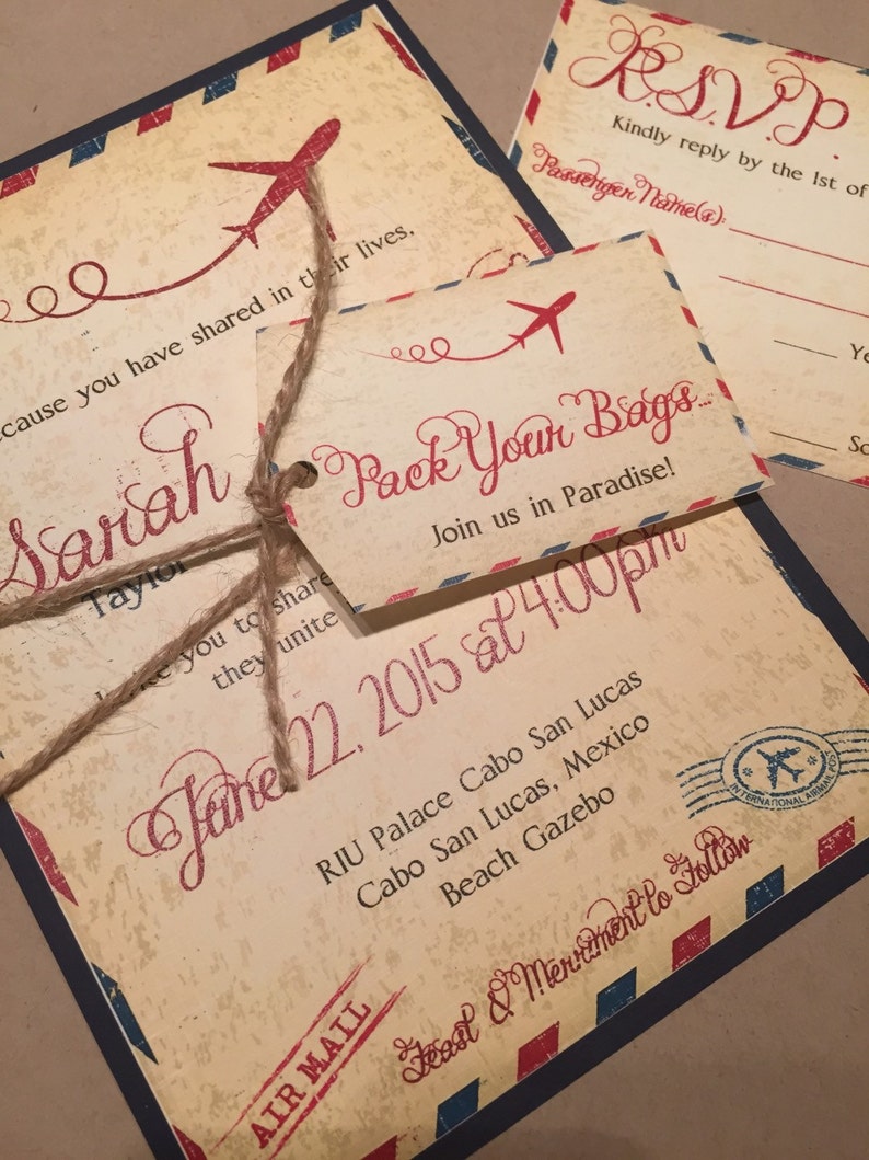 Travel Themed Wedding Invitation. Travel Invitation. | Etsy