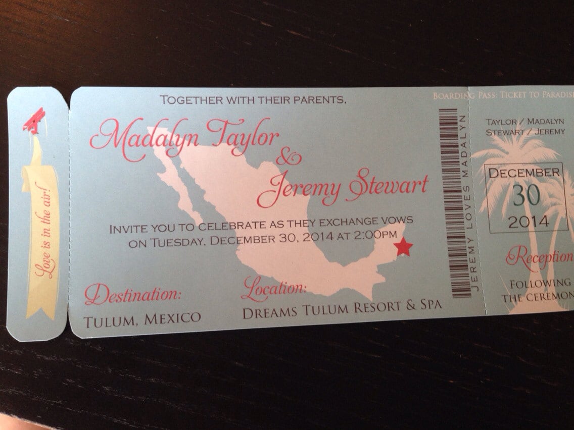 Mexico Save the Date, Boarding Pass Save the Date Magnet. Destination ...