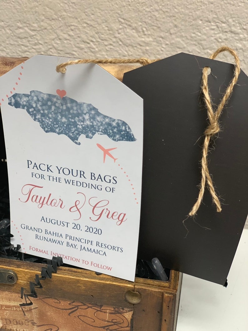 Destination Wedding Invitation. Save the Date Luggage Tag - Etsy