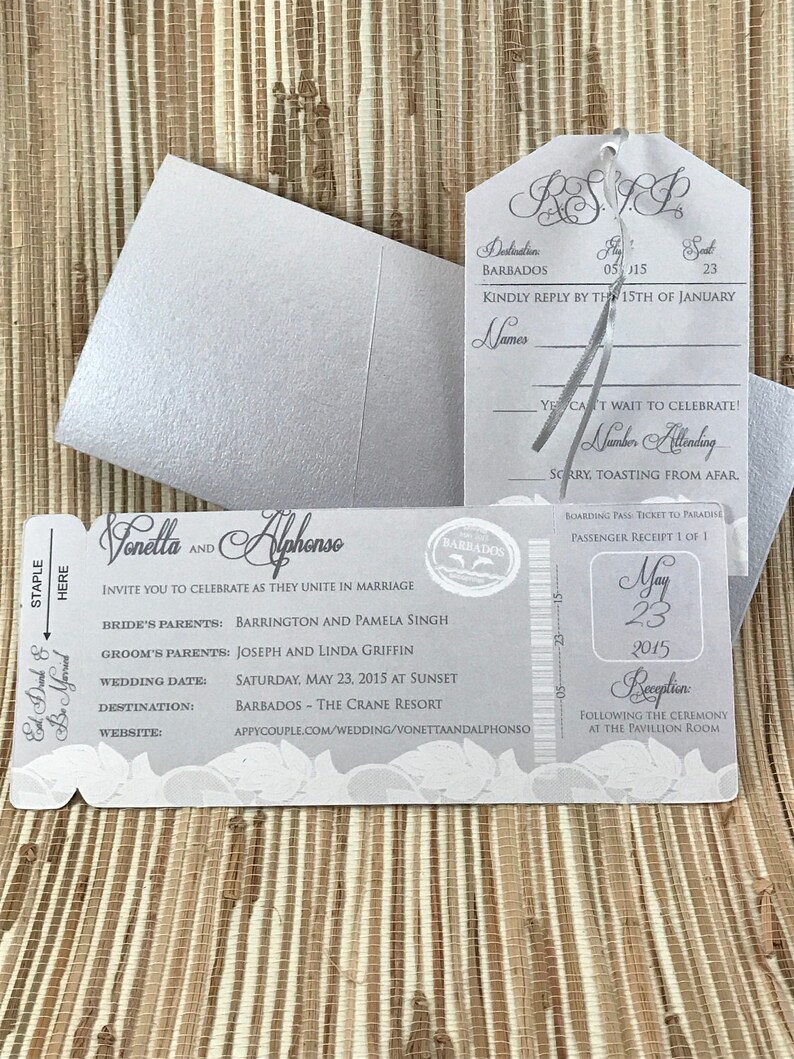 Barbados Boarding Pass Save The Date Barbados Wedding Etsy 5874