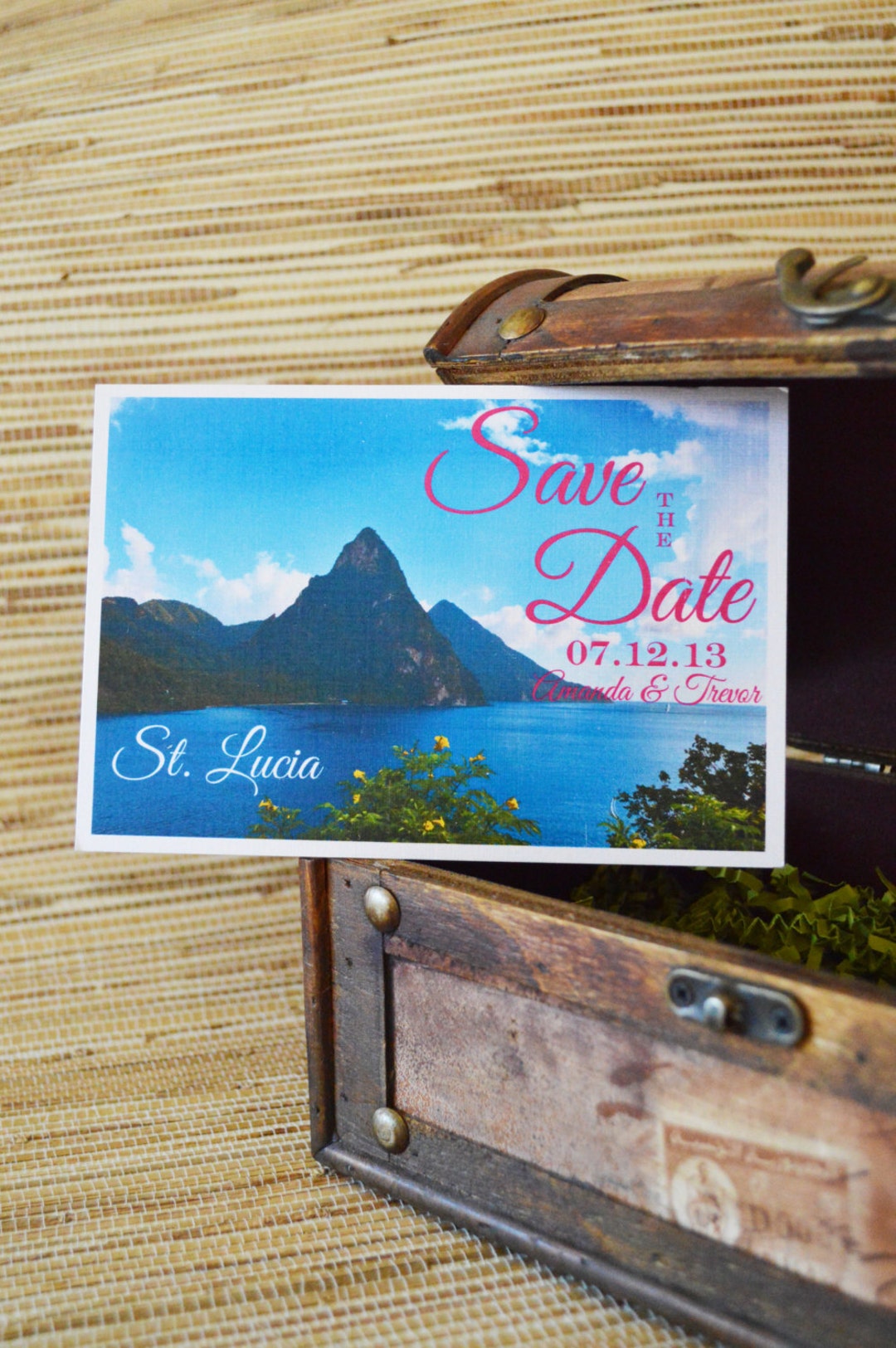 Postcard Save the Date: St. Lucia Design - Etsy