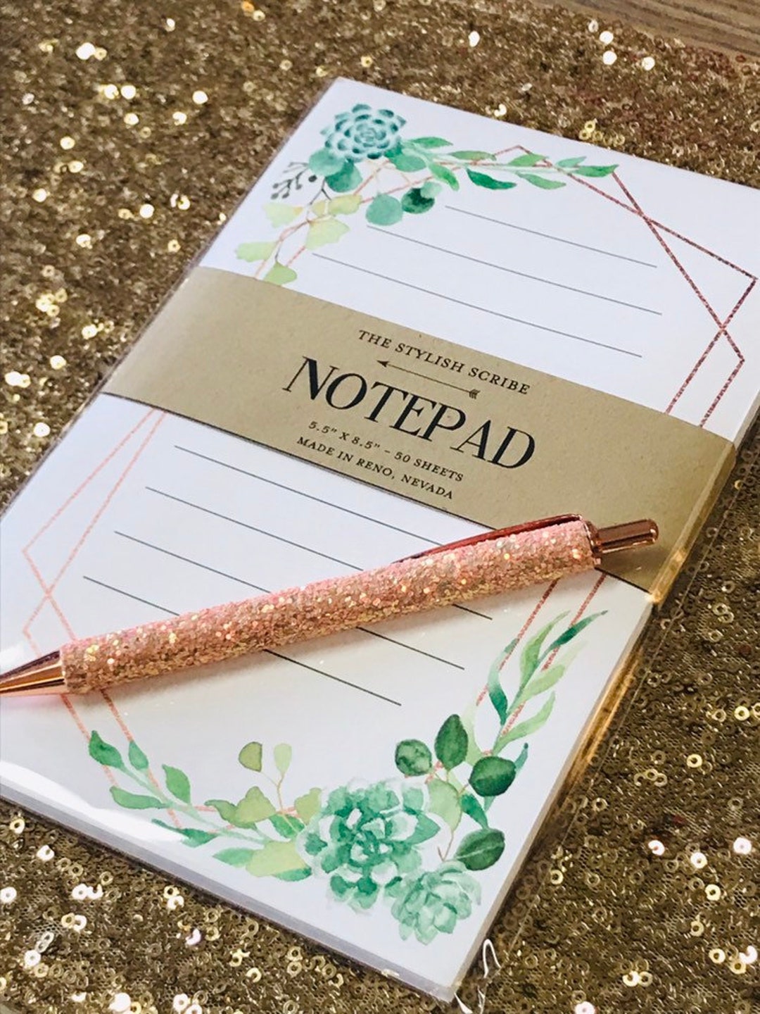 Greenerynotepad. Succulent Notepad. Floral Notepad. Gift for Friend - Etsy