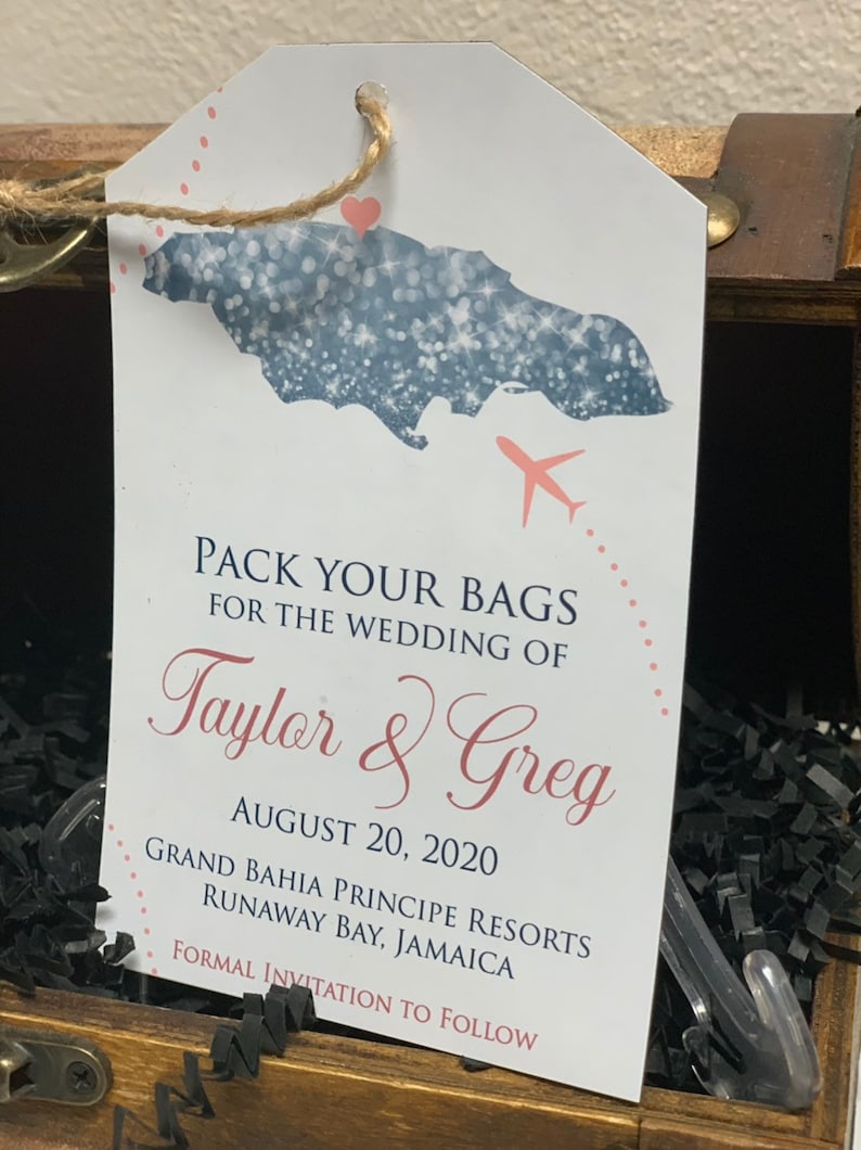Destination Wedding Invitation. Save the Date Luggage Tag - Etsy