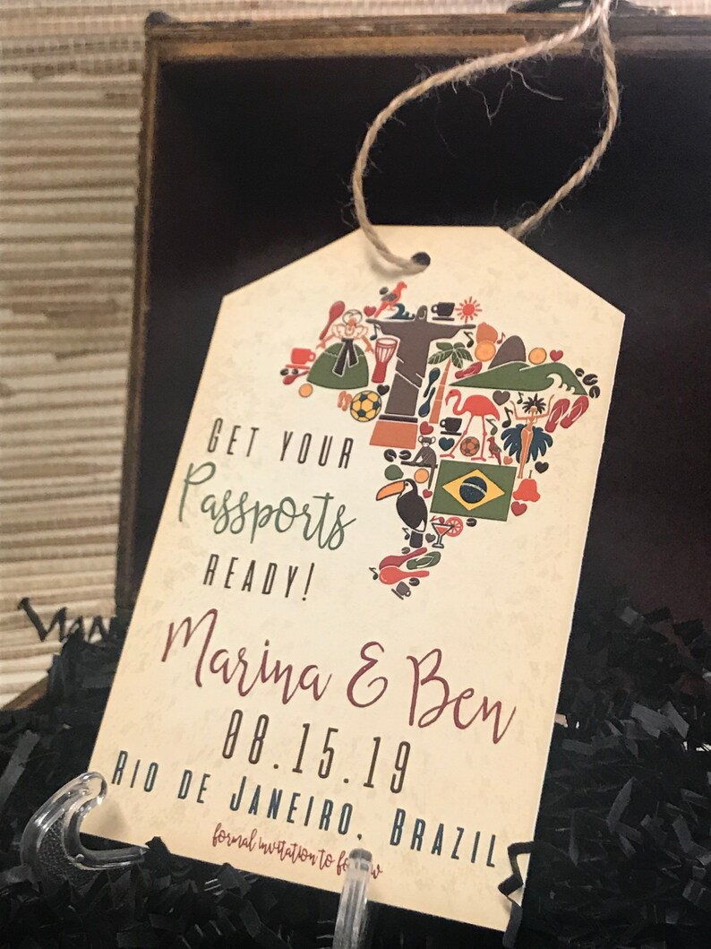 Destination Wedding Invitation. Save the Date Luggage Tag | Etsy