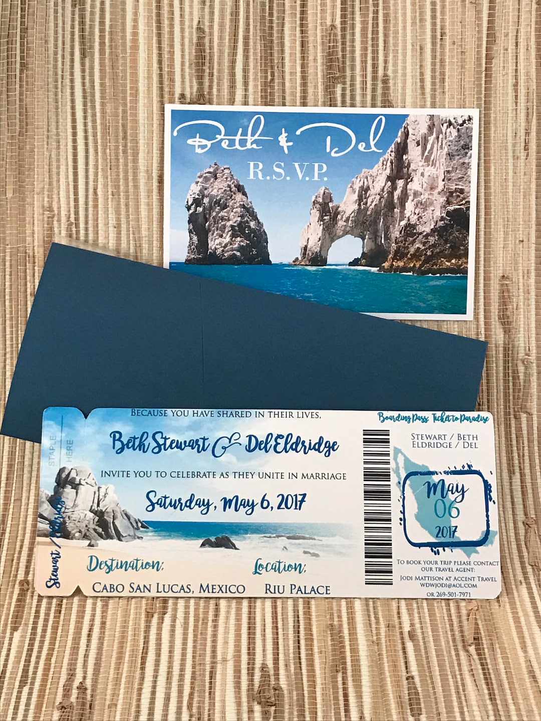 Cabo San Lucas Boarding Pass Invitation . Mexico Wedding Invitation ...