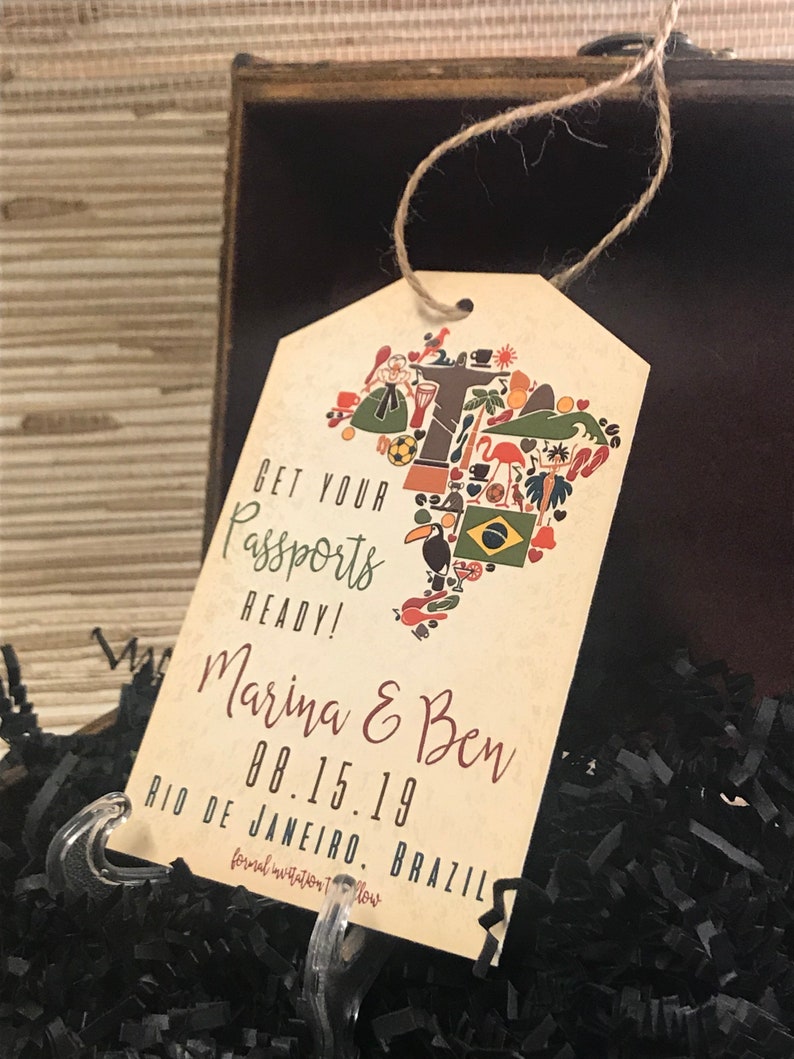 Destination Wedding Invitation. Save the Date Luggage Tag | Etsy