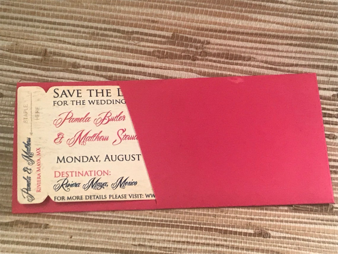 Mexico Map Boarding Pass Save the Date, Cancun Save the Date. Riviera ...