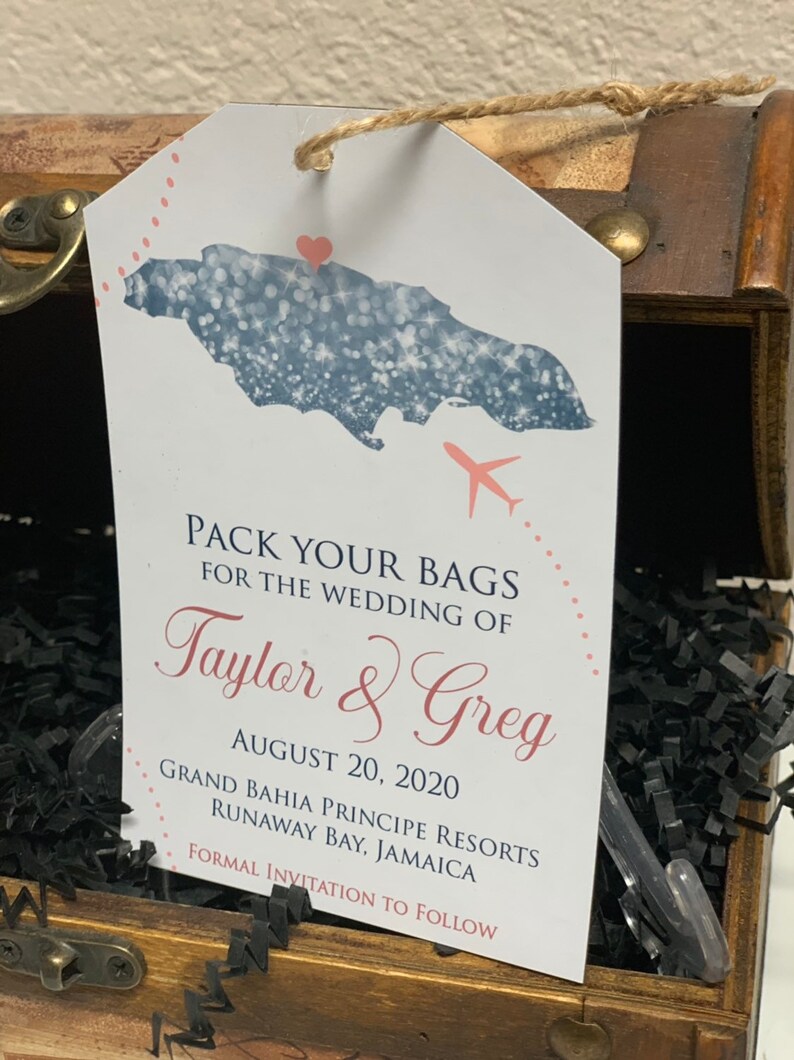 Destination Wedding Invitation. Save the Date Luggage Tag - Etsy