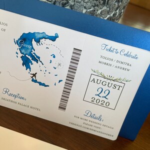 Greece Boarding Pass Wedding Invitation. Santorini Greece Invitation ...