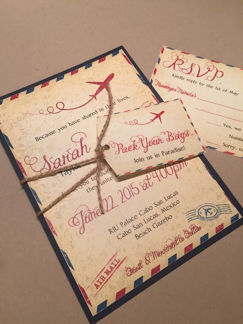 Travel Themed Wedding Invitation. Travel Invitation. | Etsy