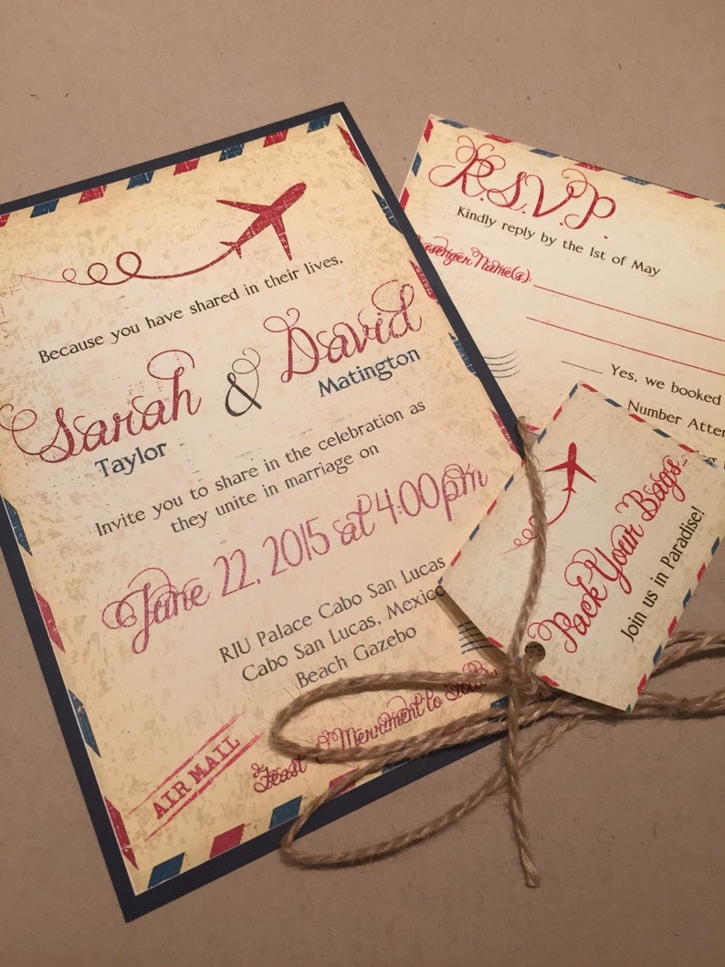 Travel Themed Wedding Invitation. Travel Invitation. - Etsy