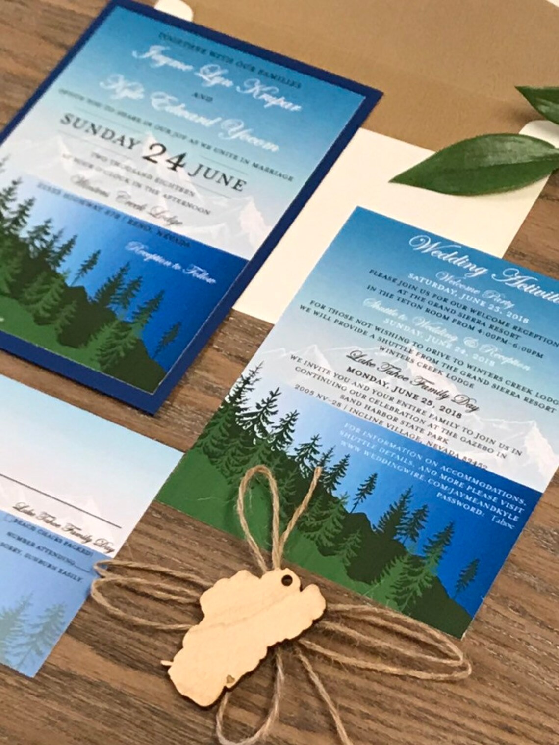 Mountain Lake Wedding Invitation. Rustic Wedding Invitation. Lake Tahoe ...