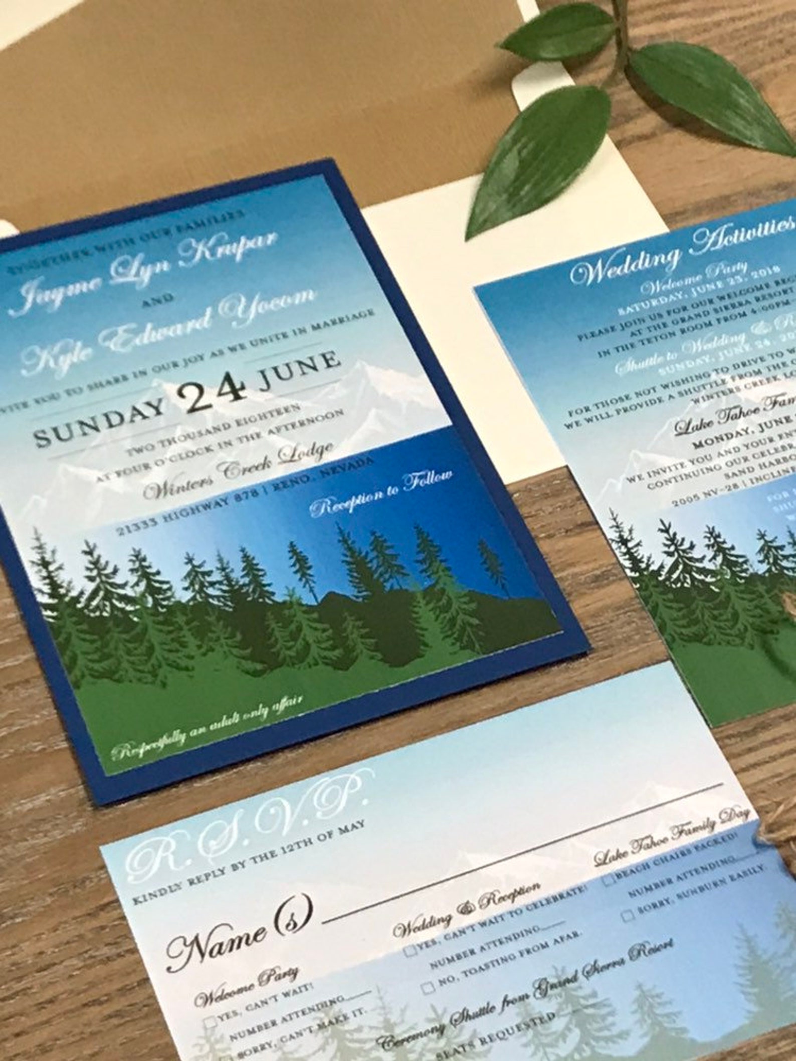 Mountain Lake Wedding Invitation. Rustic Wedding Invitation. - Etsy