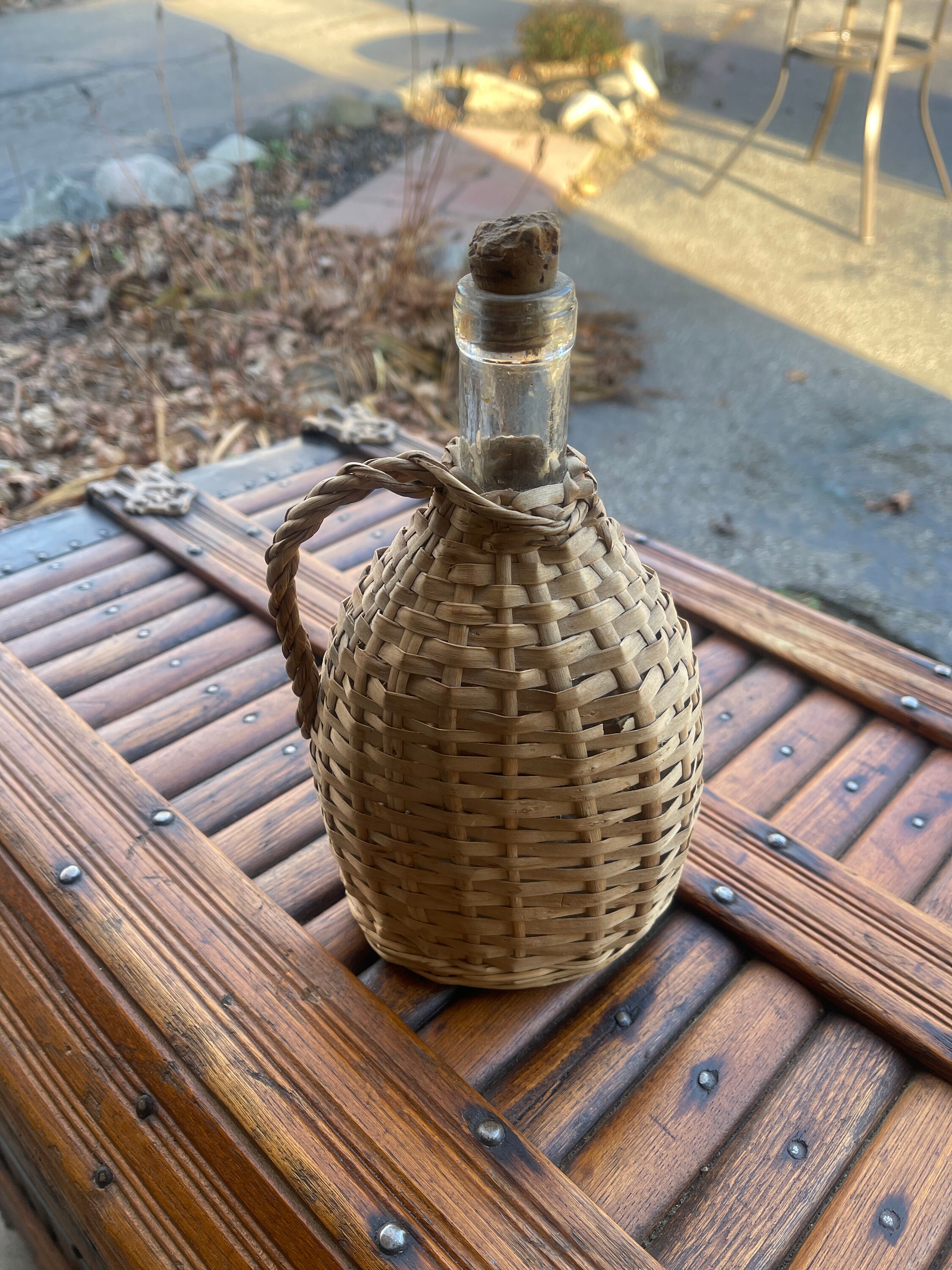 Antique Wicker Wrapped Glass Wine Bottle - 1930s Bar Decor - Etsy