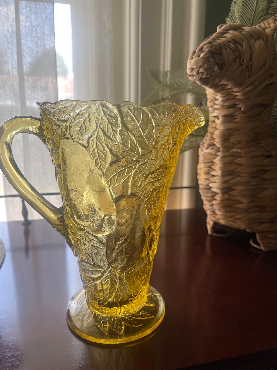 Tiara Glass Sweet Pear Pitcher Vintage Water Pitcher Lemonade ...