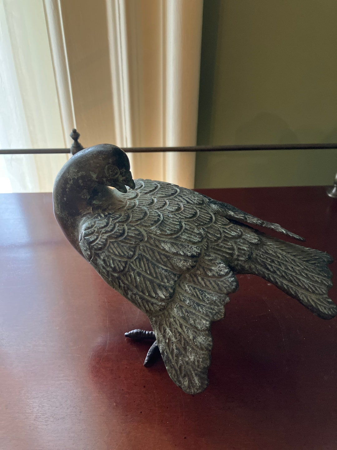 Falcon Bronze Figurine Standing Detailed Heavy Collectible Bird Statue ...