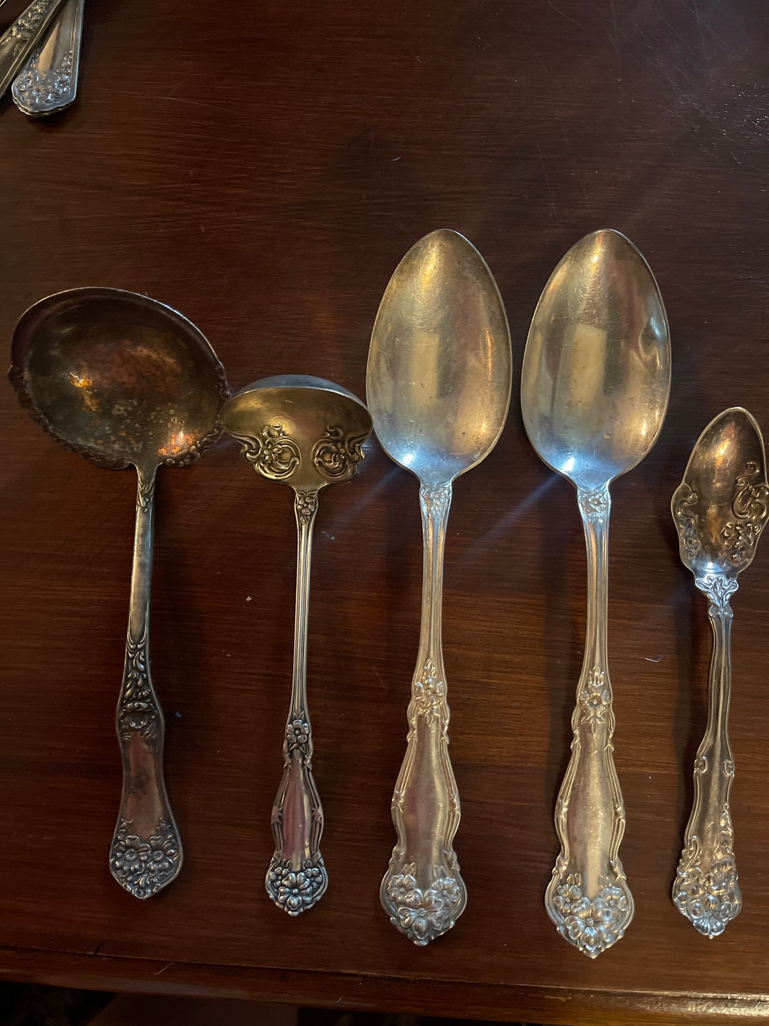 Antique Vintage Silver Plate Fancy Ornate Ladles Spoon Mixed Lot of 5 ...