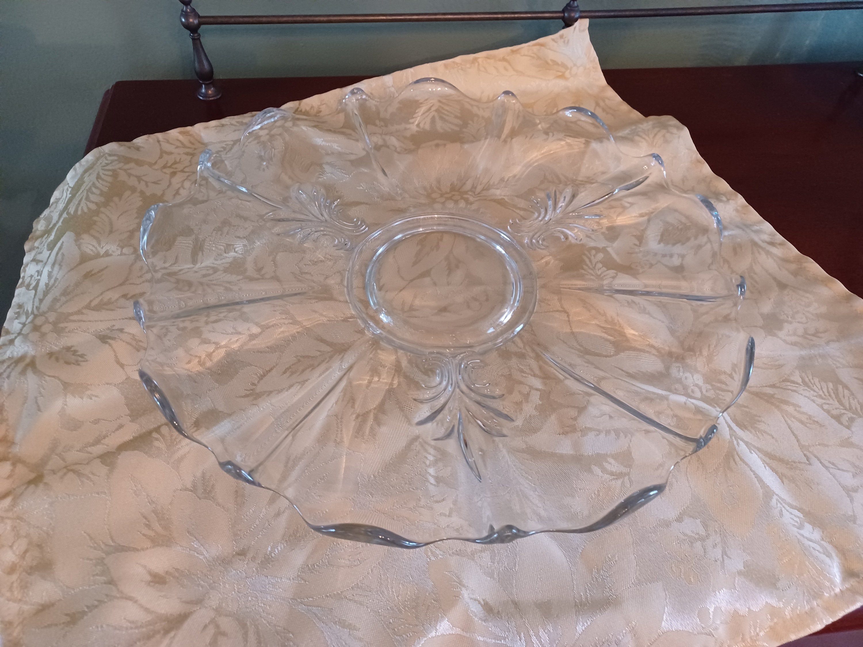 Antique Vintage Clear Glass Round Wavy Platter Cut Pattern - Etsy