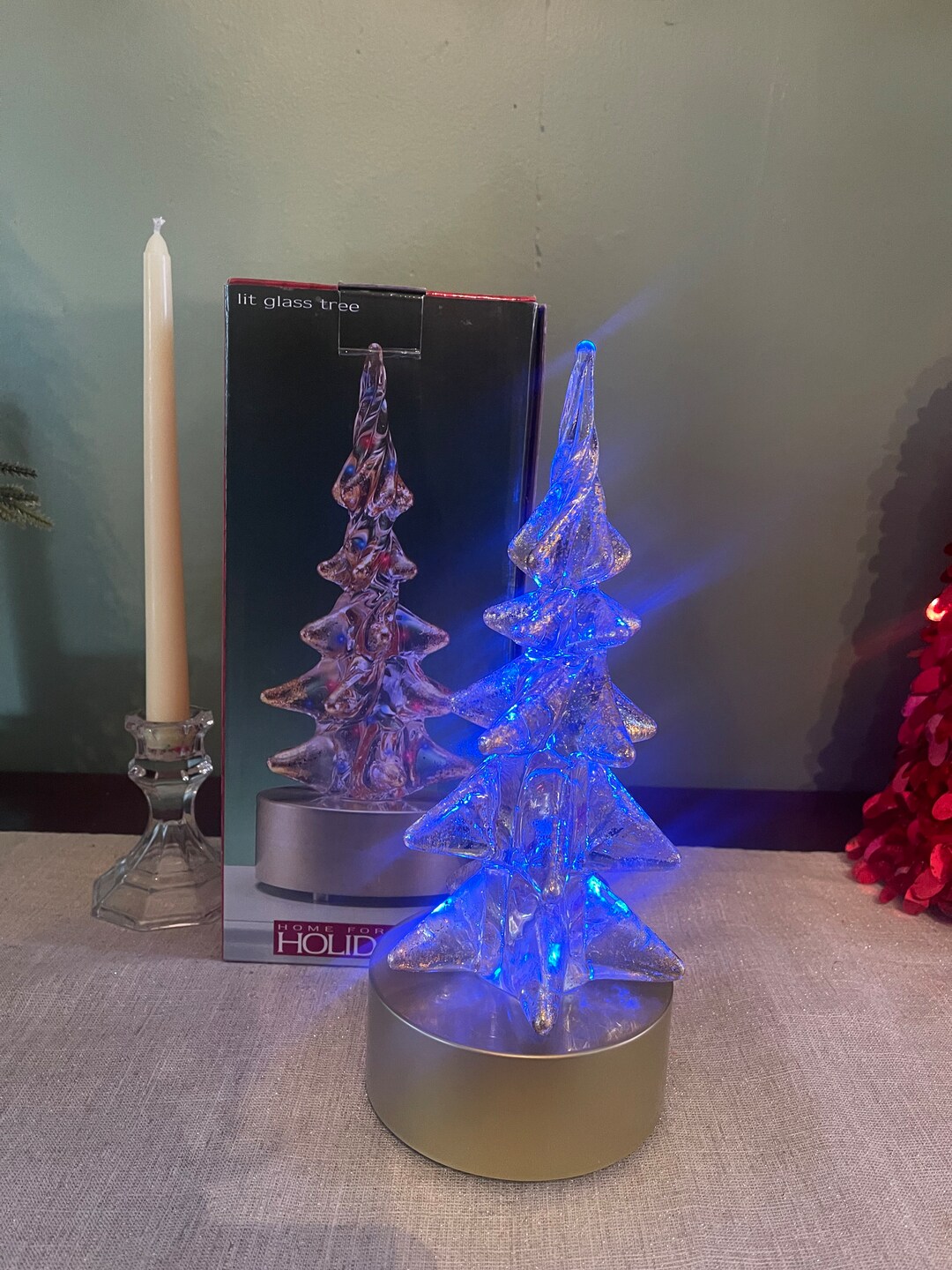 Vintage Christmas Tree Glass Light up Multi Color Christmas Tree ...