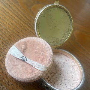 Antique Rex Powder Puff Compact Hand Painted Enamel Top - Etsy