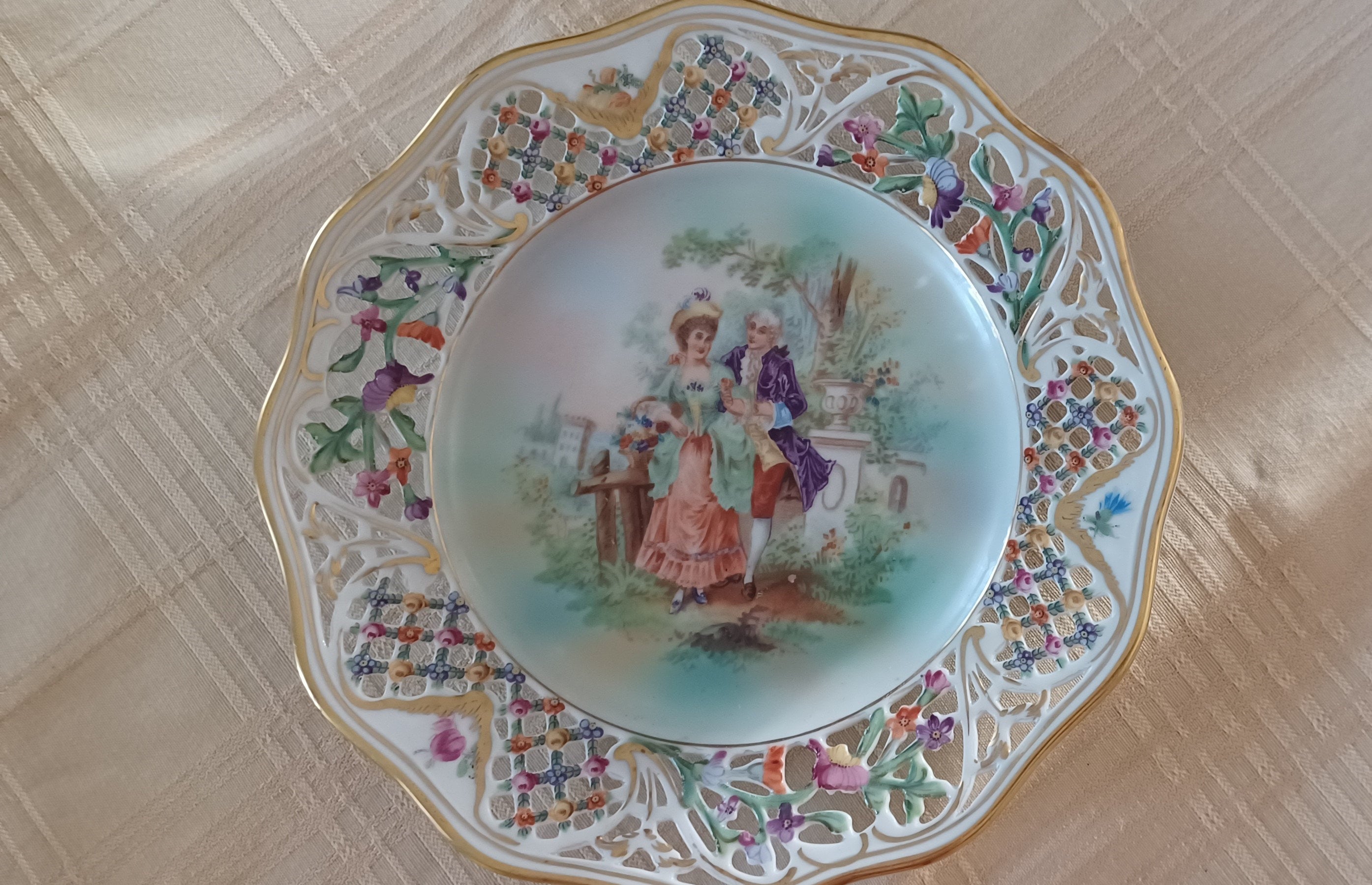 Schumann Bavarian Dresden Hand Painted Porcelain Plates Victorian Style ...