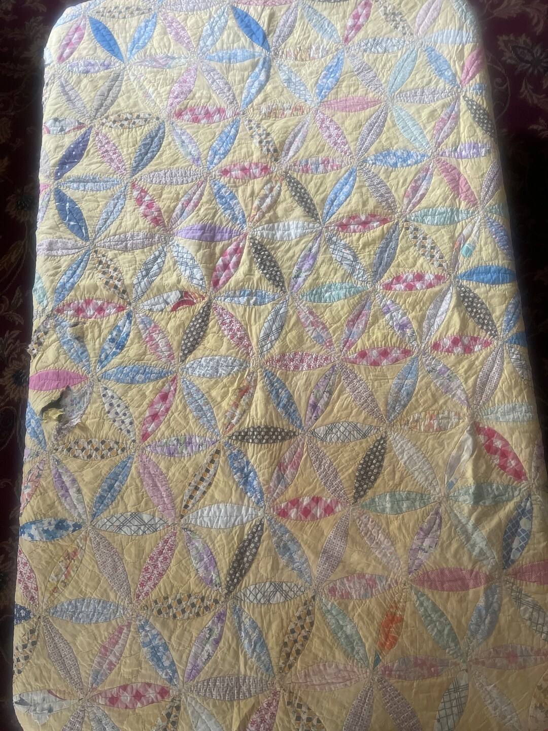 Cutter Quilt Antique Colorful Pinwheel Pattern Cherry Blossom Back ...